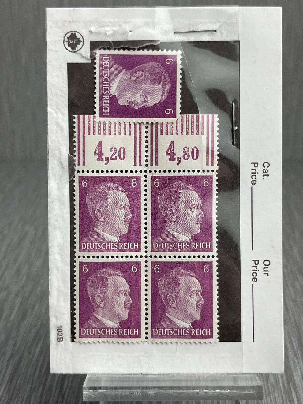 GERMAN WW2 DEUTSCHES REICH ADOLF HITLER STAMP SHEET 6PF ...
